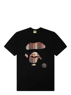 A BATHING APE Check Ape Face T-shirt - Black