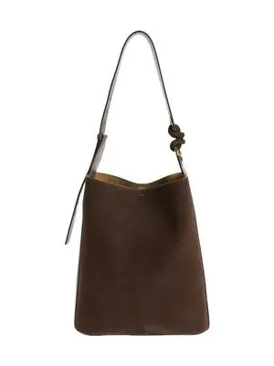 ANYA HINDMARCH Suede Shoulder Bag With Knotted Detail - Truffle