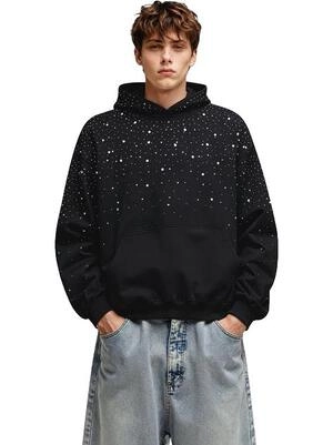 AELFRIC EDEN Rhinestone Embellished Hoodie - Black