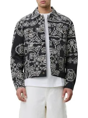 LES DEUX Paisley Cotton Twill Shirt Jacket - Black Multi