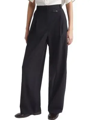 EENK Wide-leg Tailored Pants With Front Tuck Detail - Black
