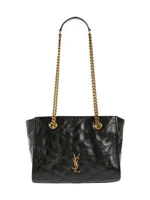 Saint Laurent Small Niki Matelassé Leather Shopping Tote - Black