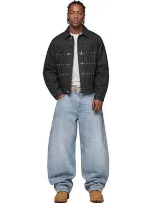 AELFRIC EDEN Inverted Graphic Baggy Barrel Jeans - Blue