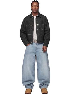 AELFRIC EDEN Inverted Graphic Baggy Barrel Jeans - Blue