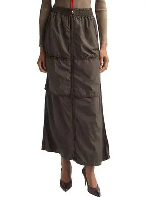 DIESEL® O-hyton Maxi Skirt With Two-way Zipper And Pockets - Brown