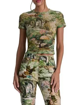 Alice + Olivia Tess Stretch Mesh T-shirt - Terrain Lg