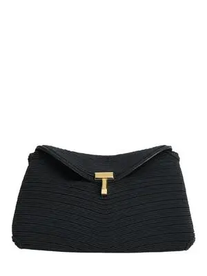 TOTEME Mini Woven Clutch Bag With Gold Tone Clasp - Black