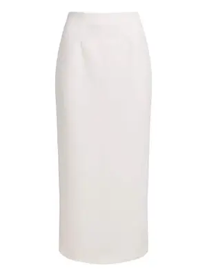 Roland Mouret Crepe Midi Pencil Skirt With Center Back Split - Ivory
