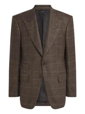 TOM FORD Wool-blend Houndstooth Shelton Blazer - Brown