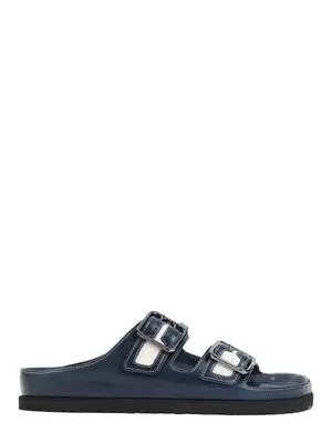 BIRKENSTOCK BIRKENSTOCK 1774 Arizona Canvas And Leather Sandals With Natural Cork Footbed Blue
