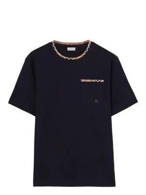 Burberry Burberry Relaxed Fit Crewneck T-Shirt With House Check-Trim Chest Pocket (Size M) Nero