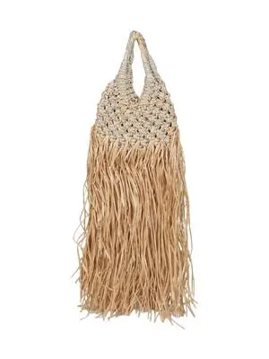 HIBOURAMA HIBOURAMA Mini Raffia Handbag With Crystal Trim