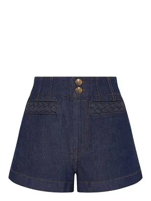 Zimmermann ZIMMERMANN Contrast Stitch High-Rise Mini Shorts Blu