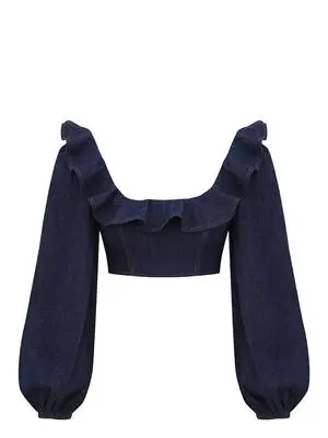 ZIMMERMANN ZIMMERMANN Contrast-Stitch Square-Neck Smocked Cotton Top With Back Zip