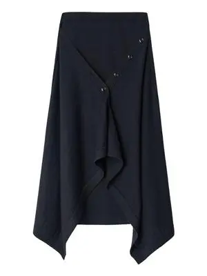 LEMAIRE Wool Blend Midi Skirt - Black