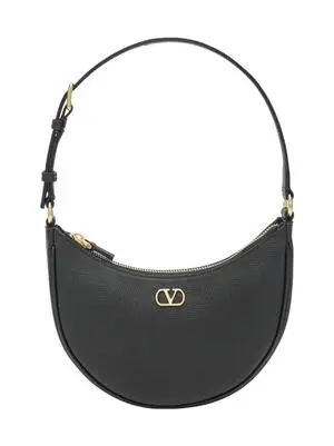 Valentino Garavani Vlogo Signature Mini Hobo Bag In Leather - Black