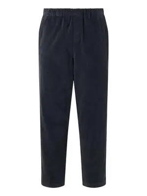 Barena Venezia Straight-leg Garment-dyed Stretch Cotton-moleskin Trousers - Navy