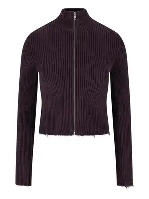 MAISON MARGIELA Ribbed Zip Cardigan - Brown