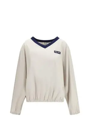 Miu Miu Pongé Tec Sweatshirt - Cream
