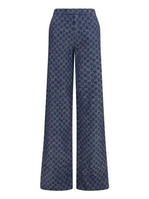 Gucci Gg Cotton Jacquard Denim Pants - Blue