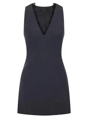 SIR. Mathias Tailored Lace-trimmed Wool-blend Mini Dress - Gray