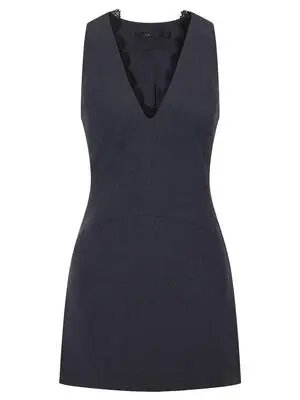 SIR. Mathias Tailored Lace-trimmed Wool-blend Mini Dress - Stone