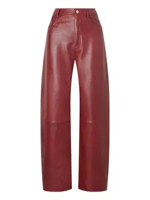 ARMA Leather Wide-leg Pants - Red