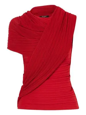 BALMAIN BALMAIN Draped Ribbed Jersey Blouse