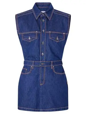 Versace Paneled Denim Mini Dress - Blue