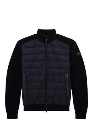 Moncler Quilted Down Jacket With Wool And Cashmere Blend - Black