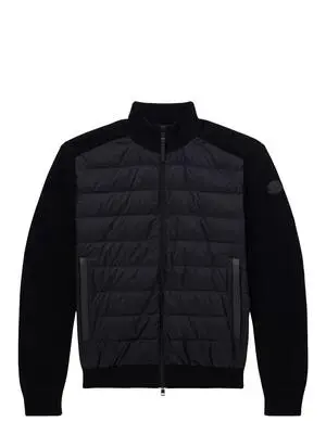 Moncler Quilted Down Jacket With Wool And Cashmere Blend - Black