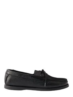 SAMAN AMEL City Moc Full-grain Leather Boat Shoes - Black