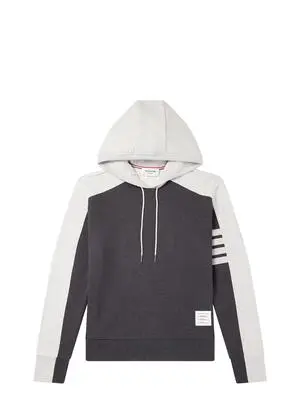 Thom Browne Logo-appliquéd Striped Cotton-jersey Hoodie - Gray