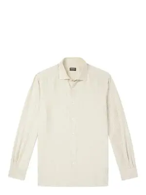 Zegna Striped Silk Shirt - Neutrals
