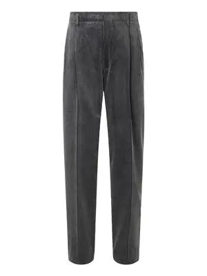 Brunello Cucinelli Straight-leg Cotton-corduroy Trousers - Gray