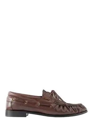 Saint Laurent Le Loafer Monogram Appliquéd Leather Loafers - Brown