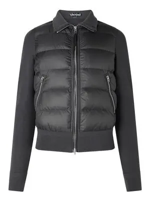TOM FORD Slim-fit Leather-trimmed Quilted Down Jacket - Gray