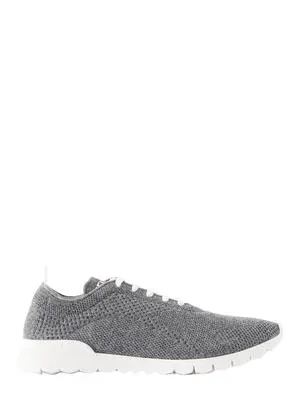 Kiton Logo-embroidered Stretch-knit Sneakers - Gray