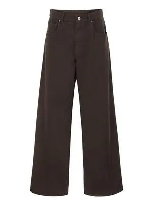 Brunello Cucinelli Brunello Cucinelli Relaxed Fit Dyed Denim Trousers With Jewellery Embellishment Black