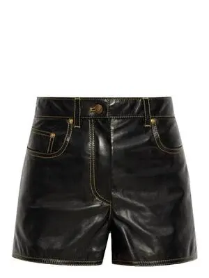Versace High-rise Leather Shorts - Black