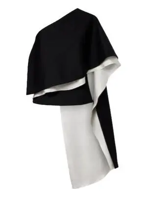 RÓHE One-shoulder Wool-blend Cape Top - Black