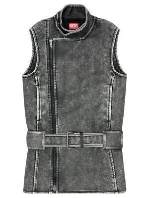 DIESEL® Biker-style Mini Dress With Belt - Grey