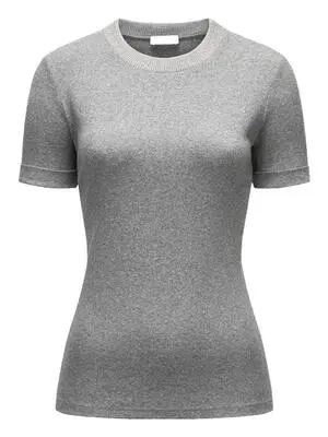 Peserico Ribbed Knit Short Sleeve T-shirt - Gray