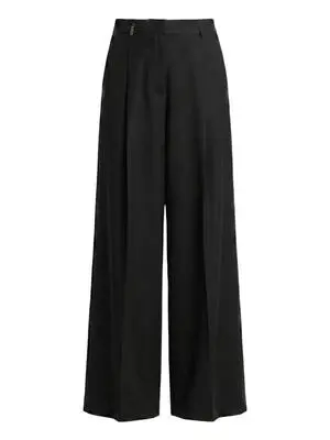 Peserico Pleated Trousers With Belt Loops And Silver-tone Hardware - Black