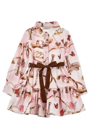 Monnalisa Printed Tiered Dress - Pink