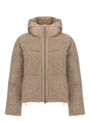 Herno Alpaca Bouclé Resort Jacket With Feather Padding - Brown
