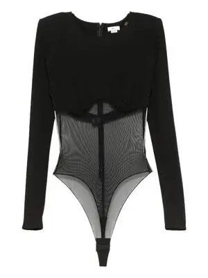 Elisabetta Franchi Sheer Panel Long-sleeve Bodysuit - Black