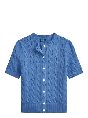 Polo Ralph Lauren Cable-knit Cotton Short-sleeve Cardigan - Blue
