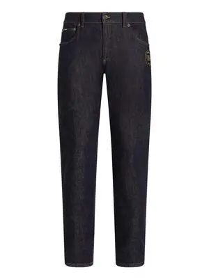 Dolce & Gabbana Patch Detail Slim Fit Denim Trousers - Multicolor