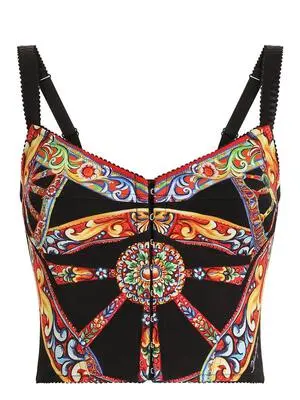 Dolce & Gabbana Carretto-print Charmeuse Top - Multicolor